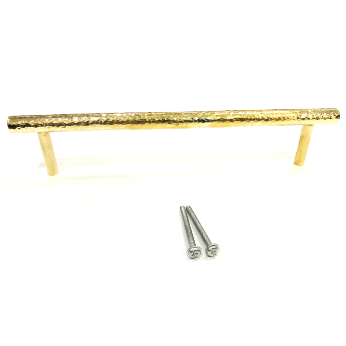 Polished brass round hammered pull handle 230 mm – Asia Exports